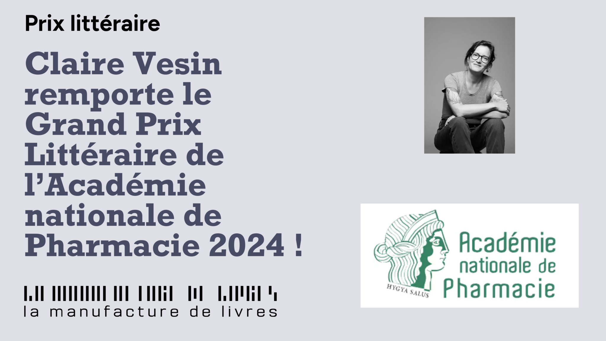 Claire Vesin remporte le Grand Prix Littéraire de l’Académie nationale ...